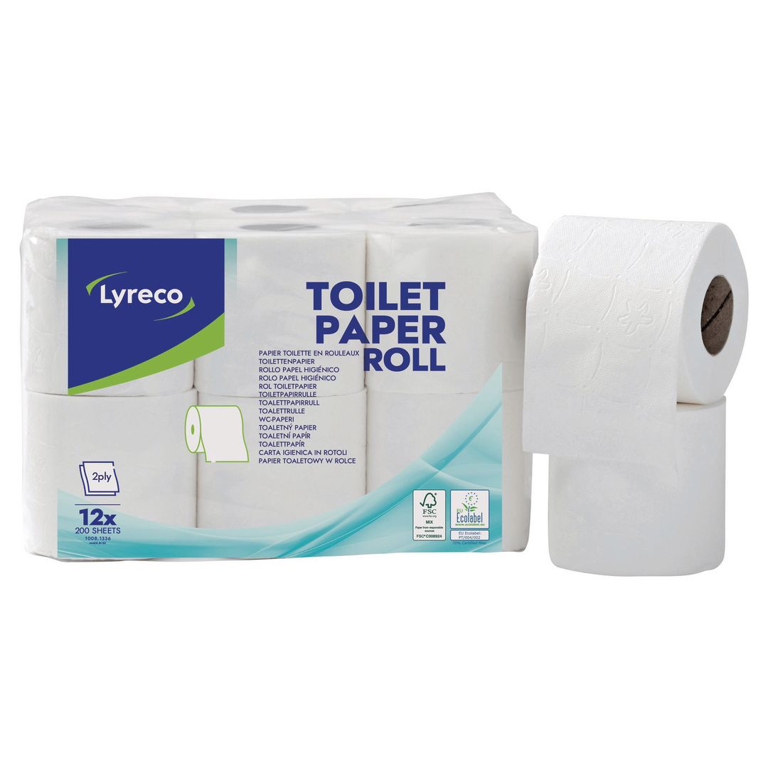 Köp LYRECO Toalettpapper 2-lagers vit 12/fp