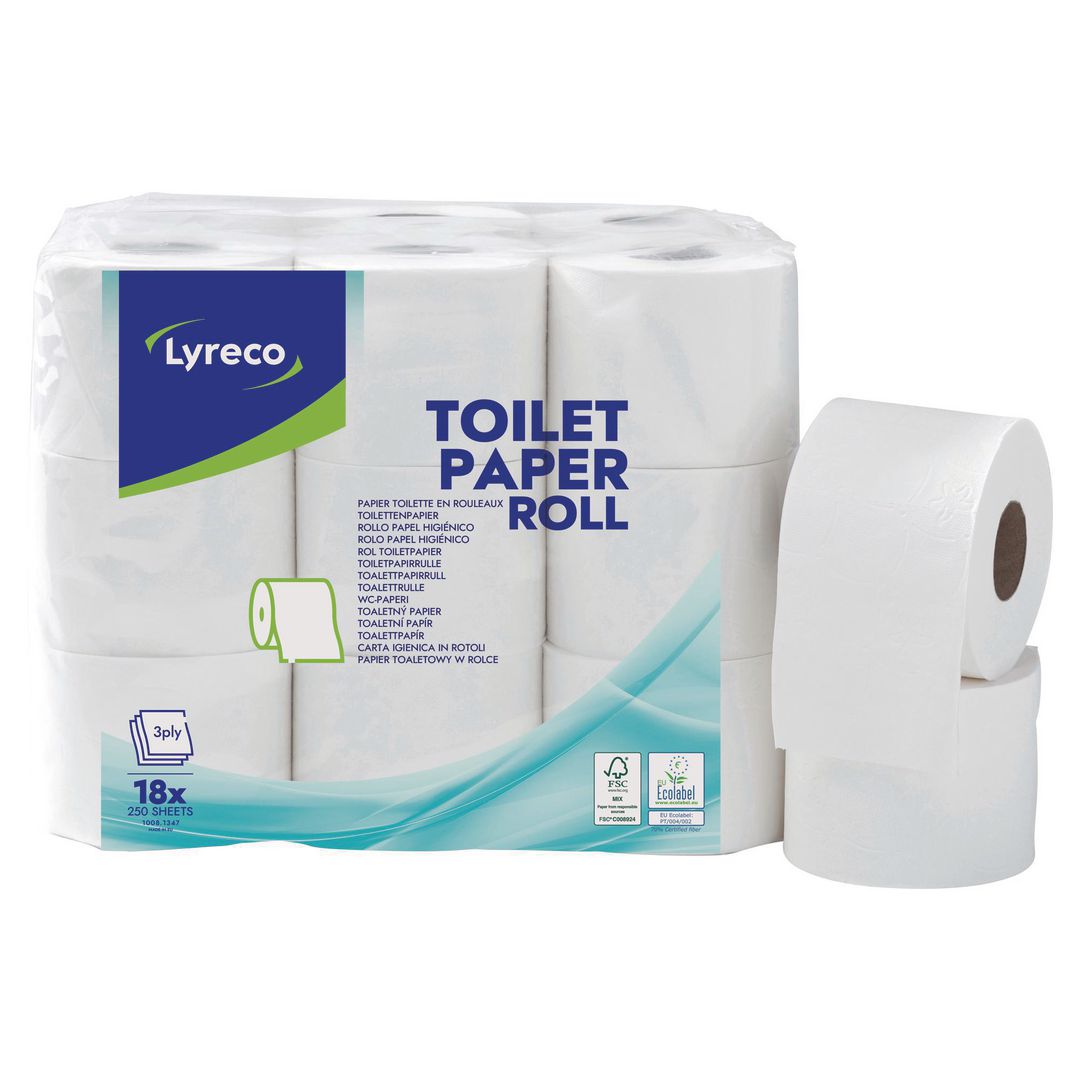 Köp LYRECO Toalettpapper 3-lagers vit 18/fp
