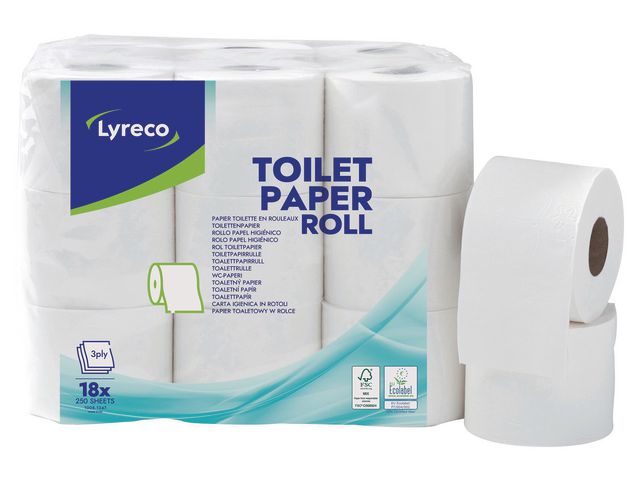 Köp Lyreco Toalettpapper 3-lagers vit 18/fp